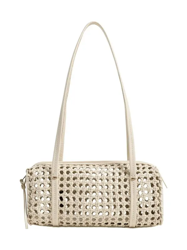 Madewell The Brioche Mini Shoulder Bag In Woven Leather - Cloud Lining