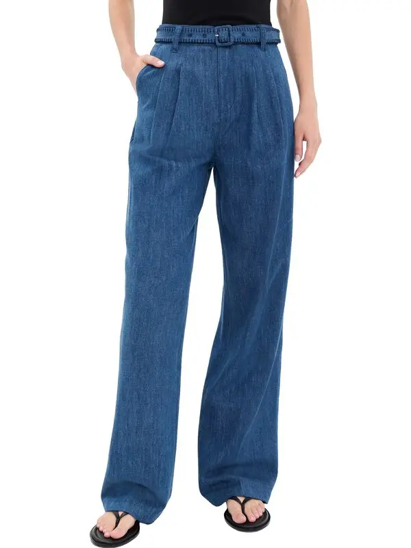 Paige Acacia Wide Leg Denim Pants - Tidepool