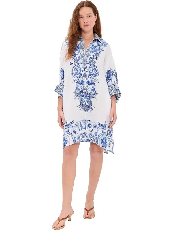 Camilla Wide Body Collared Kaftan - Ceramic Panoramic
