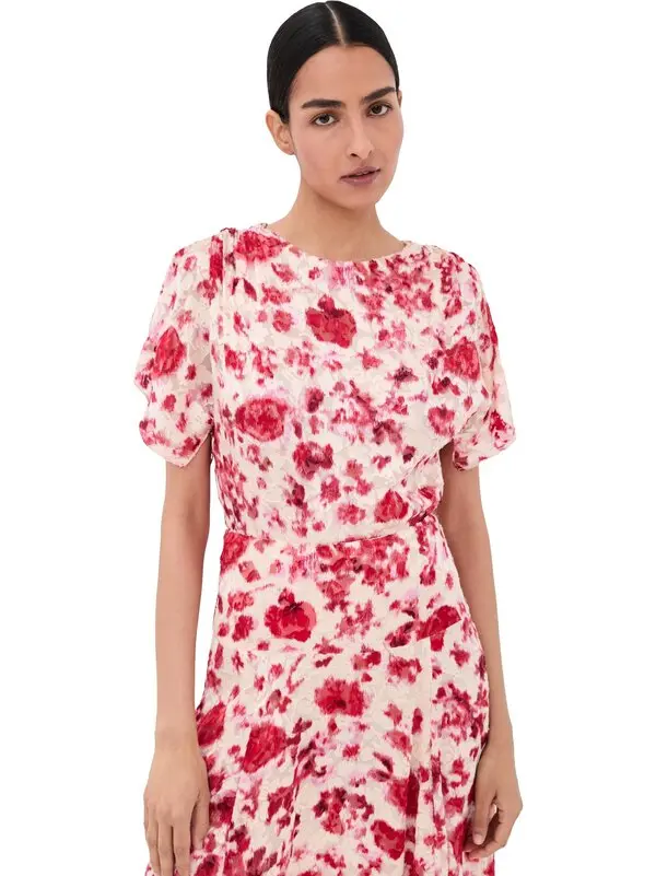 Isabel Marant Étoile Hervane Jacquard Floral Boatneck Top - Ecru/pink