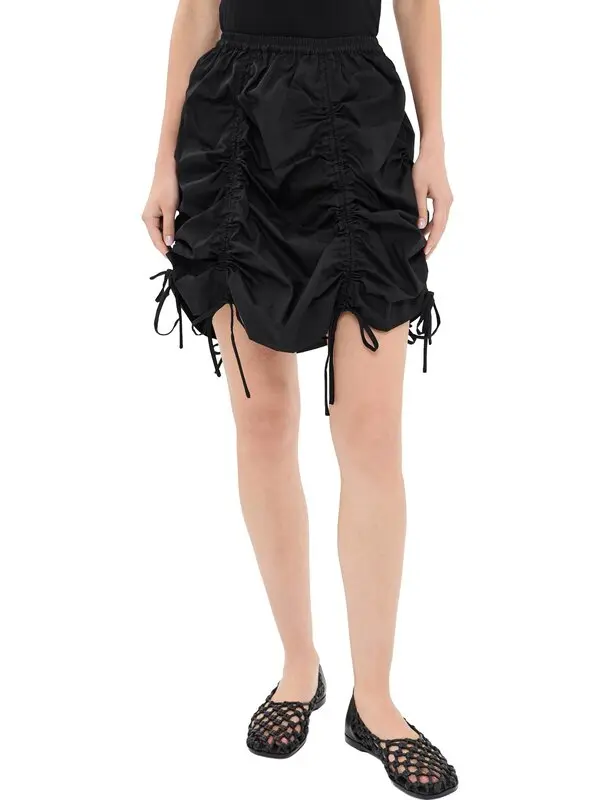 VRG GRL Charli Ruched Drawstring Mini Skirt - Black