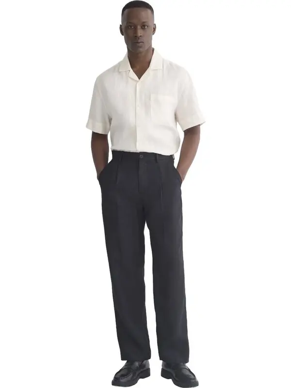 Everlane Soyeux Linen Pleated Trouser - Black