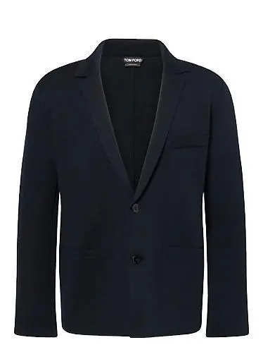 TOM FORD Notch Lapel Knitted Wool-blend Jacket - Black