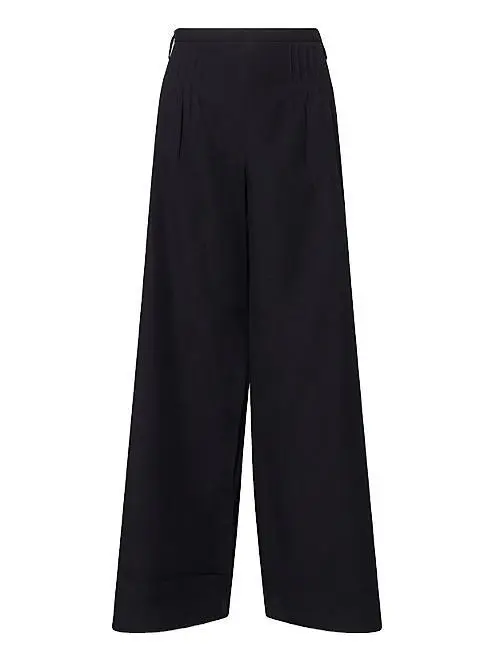 SIR. Beatrice Pintuck Cotton Wide Leg Trousers - Black