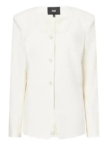 Paige Edina Scoop-neck Woven Blazer - Bone