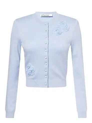 SELF-PORTRAIT Flower-knit Woven Cardigan - Blue