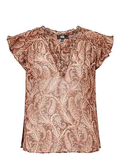 Paige Cornelia Printed Silk Top - Oak Multi