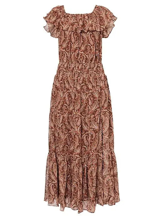 Paige Alistair Printed Silk Midi Dress - Oak Multi