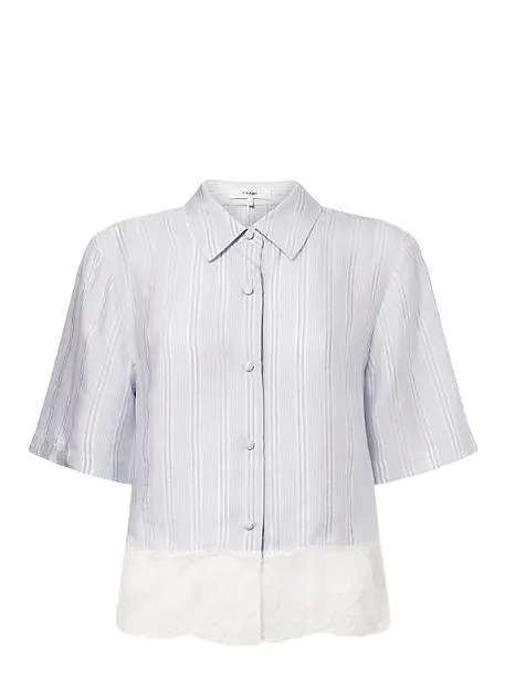 FRAME Striped Lace Silk Shirt - Chambray Multi