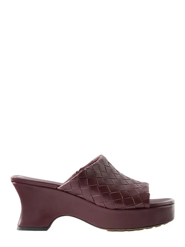 Bottega Veneta Rosita Intrecciato Leather Wedge Mules - Brown
