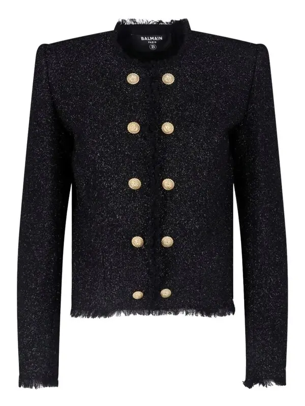 Balmain Virgin Wool Button Jacket - Black