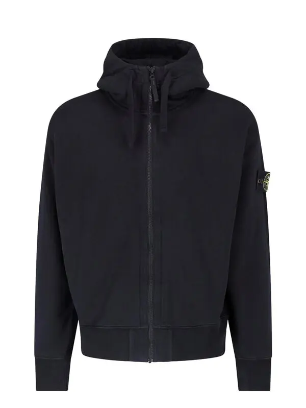 Stone Island Hooded Sweatshirt With Logo Patch - Black