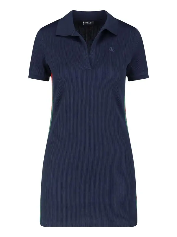 Gucci Ribbed Jersey Mini Dress - Blue