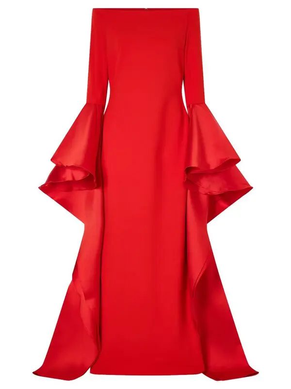 Solace London Astria Draped Satin-trimmed Crepe Gown - Red