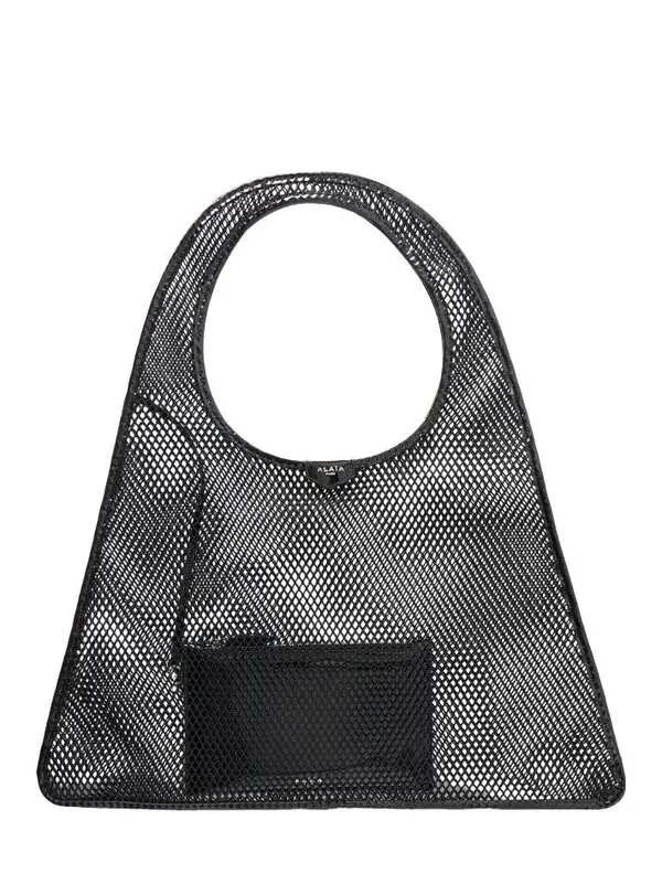 Alaïa Crocheted Shoulder Bag With Leather Trim - Black