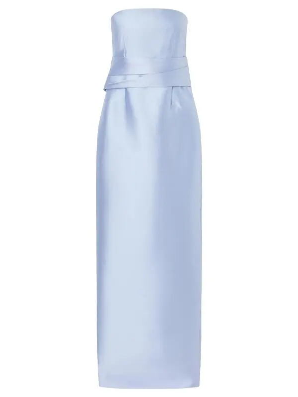 Solace London Ingrid Strapless Satin-twill Gown - Blue