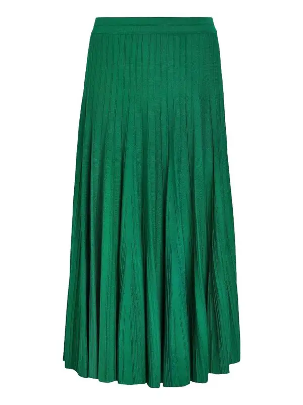Simkhai Ribbed Knit Pleated Maxi Skirt - Green