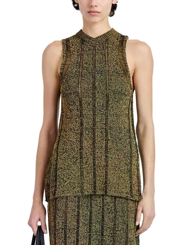 Proenza Schouler Maelle Drop Needle Tweed Top - Gold