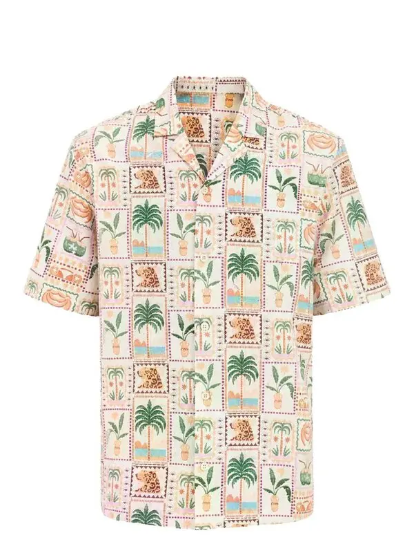 REVOLUTION Graphic-print Short-sleeved Shirt - Neutrals