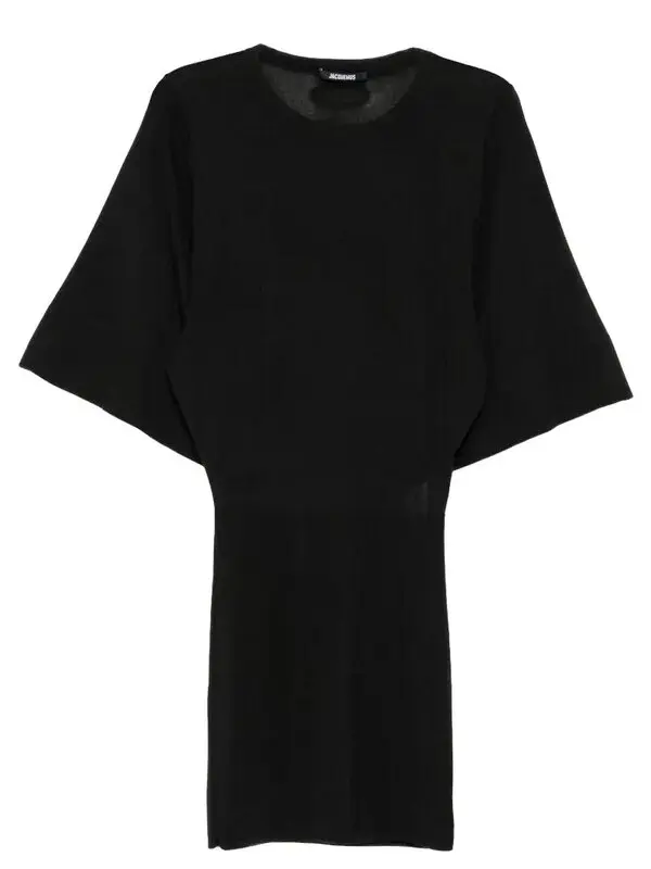 Jacquemus Batwing-sleeve Knitted Dress - Black