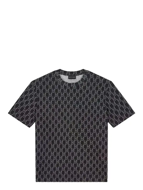 Emporio Armani Monogram-print Short-sleeve T-shirt - Black