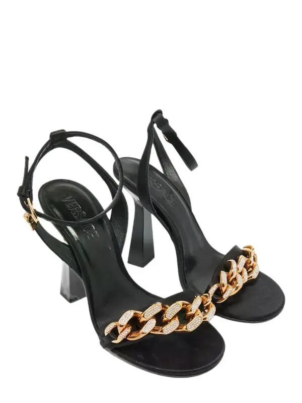 Versace Medusa Satin Heeled Sandals - Black