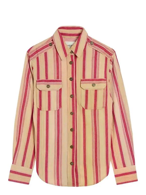 MARANT ETOILE Striped Epaulette Shirt - Neutrals