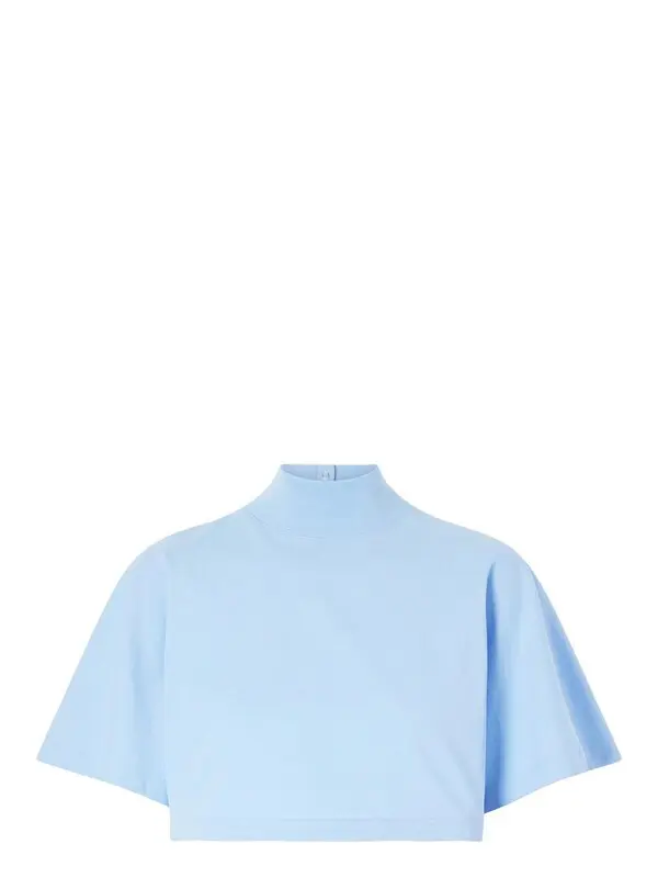Alaïa Cropped Cotton-jersey Turtleneck T-shirt - Blue
