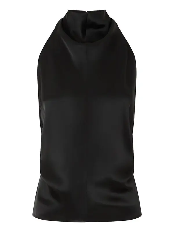 Khaite Rone Satin Halterneck Blouse - Black