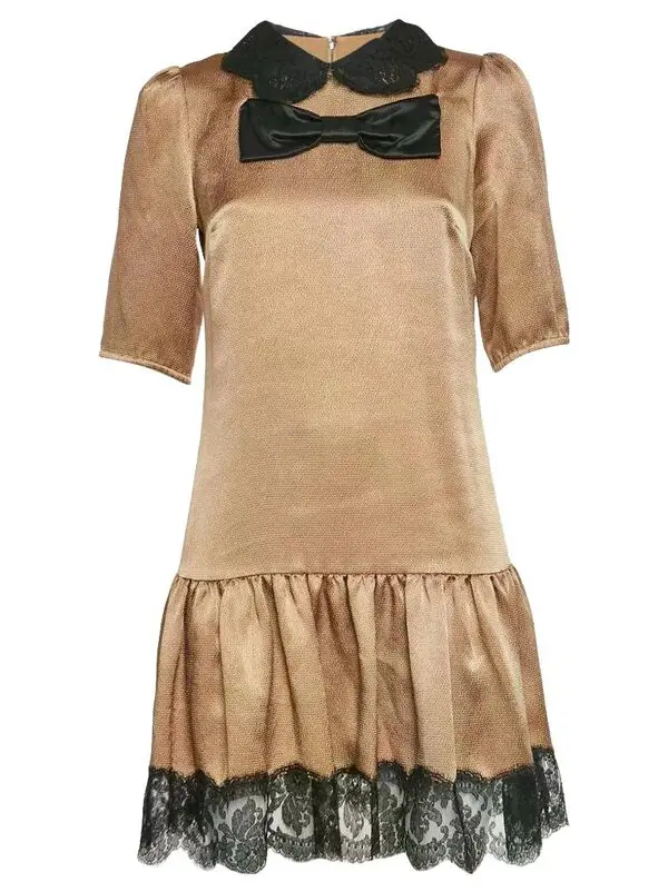 Dolce & Gabbana Lace Trim Mini Dress - Neutrals