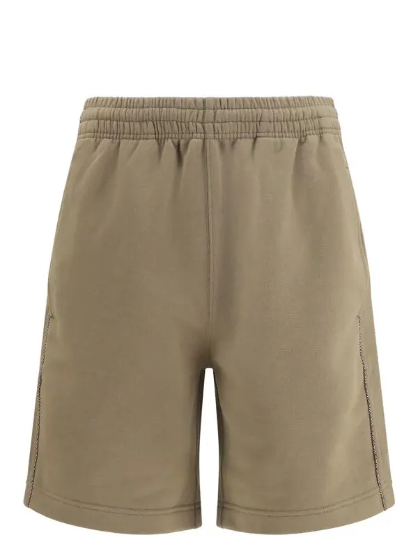 Burberry Cotton Shorts With Check Trim - Brown