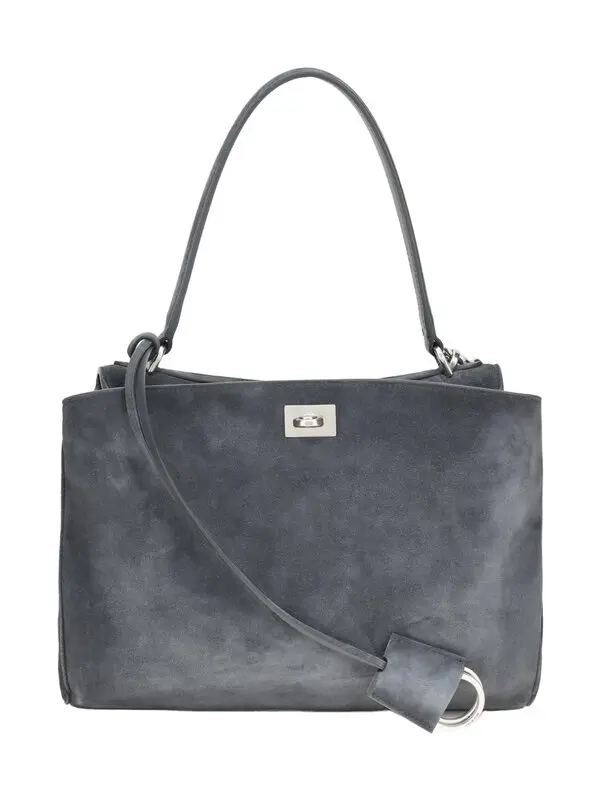Balenciaga Small Rodeo Handbag In Waxed Suede Calfskin And Smooth Calfskin Leather - Grey