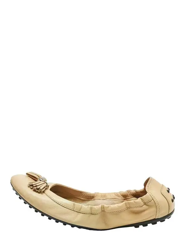 TOD'S Scrunch Tassel Ballet Flats - Neutrals