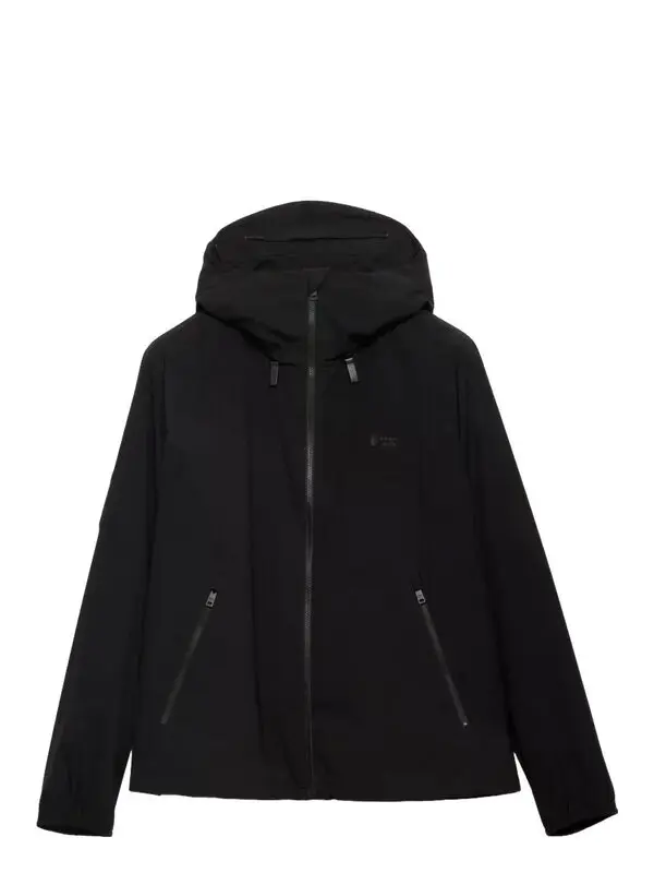 Prada Re-nylon Hooded Jacket With Embroidered Logo - Black