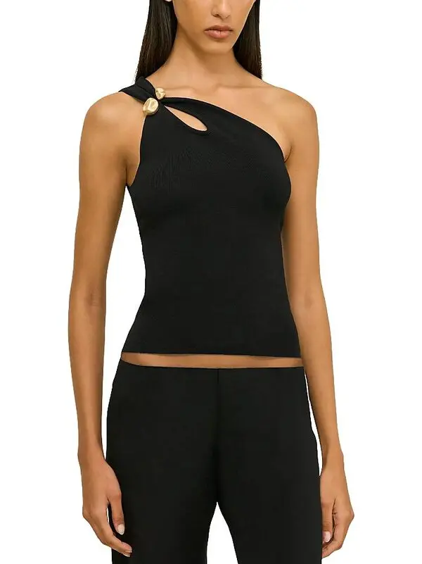 Cult Gaia Anouk Top One Shoulder With Keyhole Detail - Black
