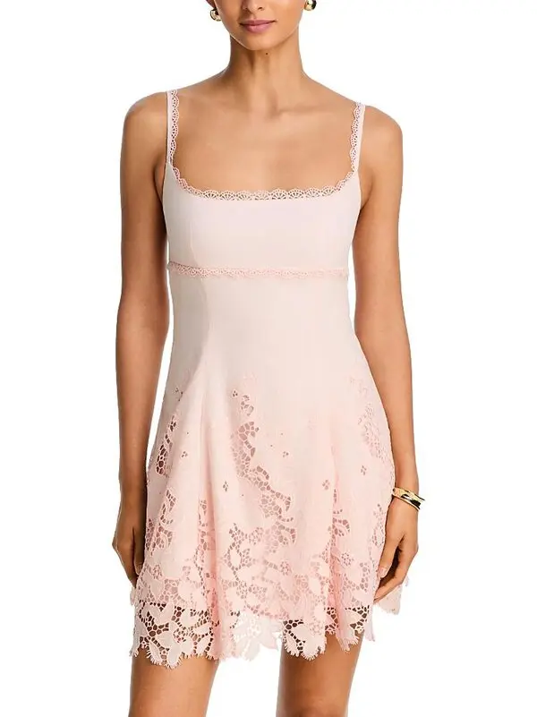 Aqua Lace Mini Dress - Blush