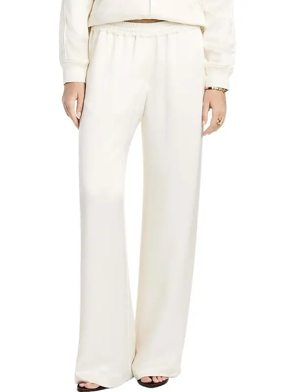 Casablanca Wide Leg Satin Trousers With Embroidered Detail - White