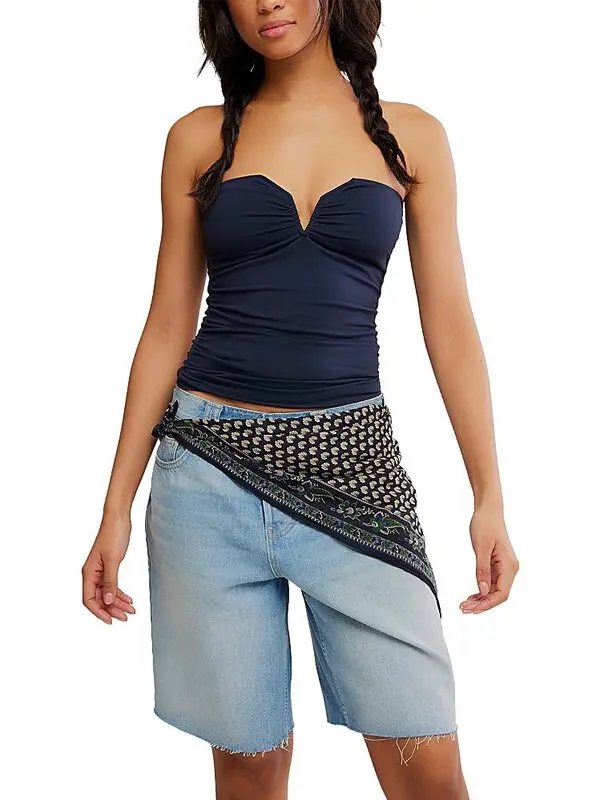 Free People Strapless Tube Top With Plunging Neckline - Black