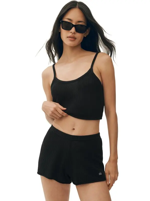 Alo Yoga Silk Cashmere Mid-rise Shorts - Black