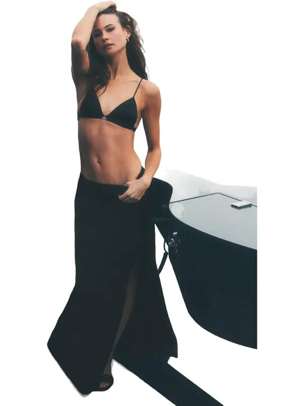 Alo Yoga Silk Blend Low-rise Radiance Long Skirt - Black