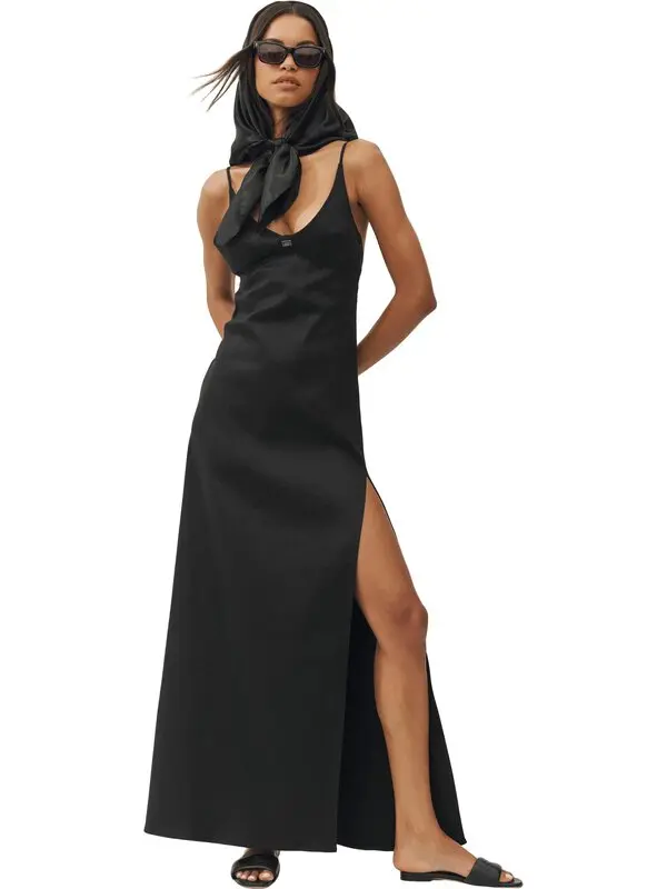 Alo Yoga Linen Blend Riviera Maxi Dress - Black