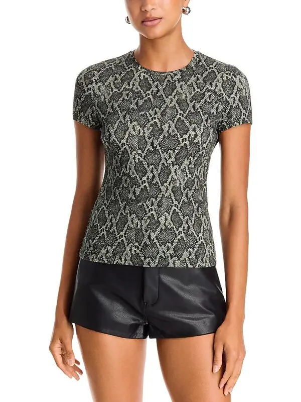 Generation Love Eva Short-sleeve Geometric Print Top - Forest Python Moss