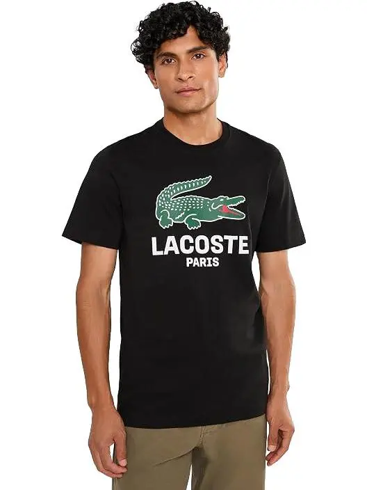 Lacoste Printed Cotton T-shirt T Shirt - Black