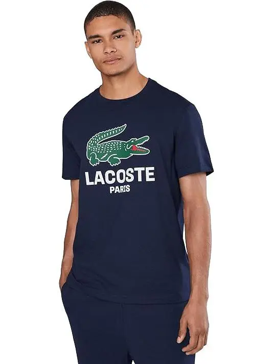 Lacoste Printed Cotton T-shirt T Shirt Blue - Navy