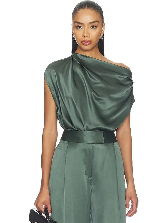 THE SEI Draped Satin Top - Thyme