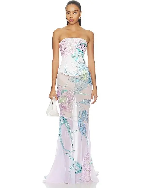 Retrofete Sequin Embellished Strapless Maxi Dress - Pink