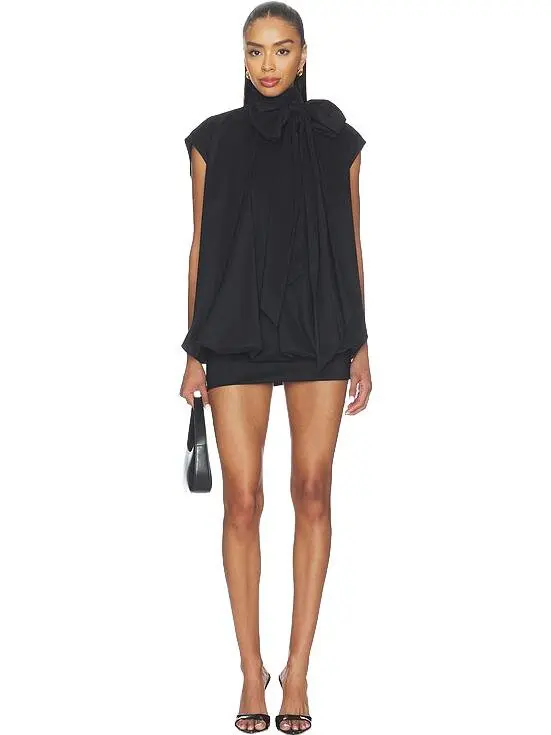 Prabal Gurung Tie-neck Cocoon Mini Dress - Black