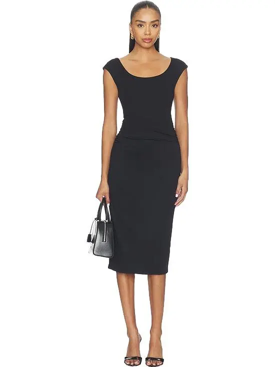 Spanx Smoothing Jersey Cap Sleeve Scoop Dress - Black