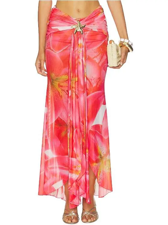 Superdown Maxi Skirt With Starfish Embellishment - Red
