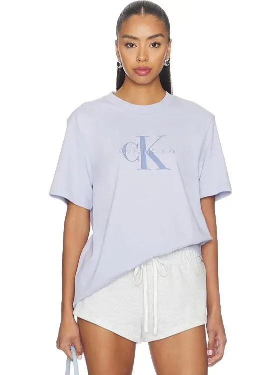 Calvin Klein 20's Short Sleeve Hero Monologo Tee In . Also - Blue